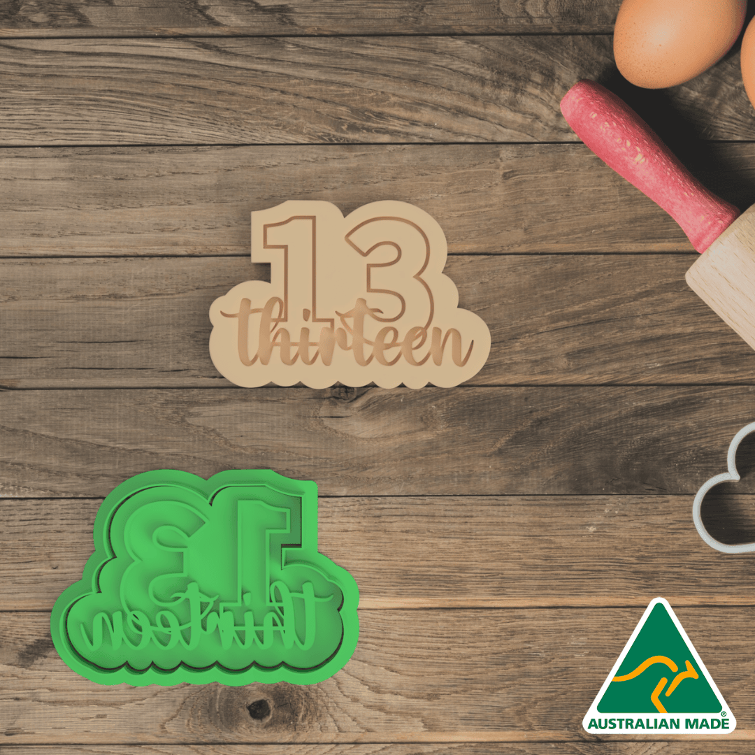 Number 13 Cookie Cutter and Embosser Stamp