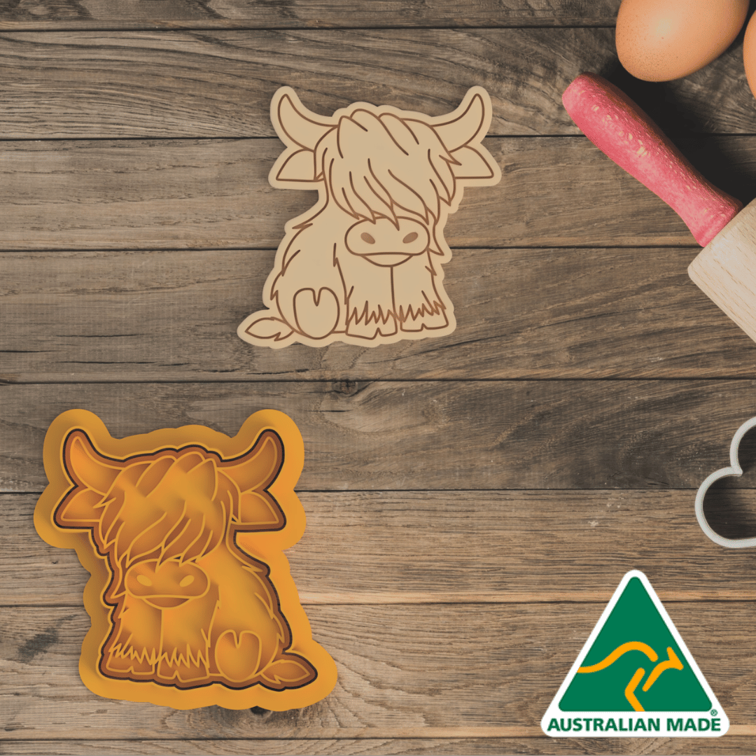 Highland Cow Cookie Cutter and Embosser Stamp